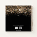 Guest book birthday black gold glitter name script | Zazzle