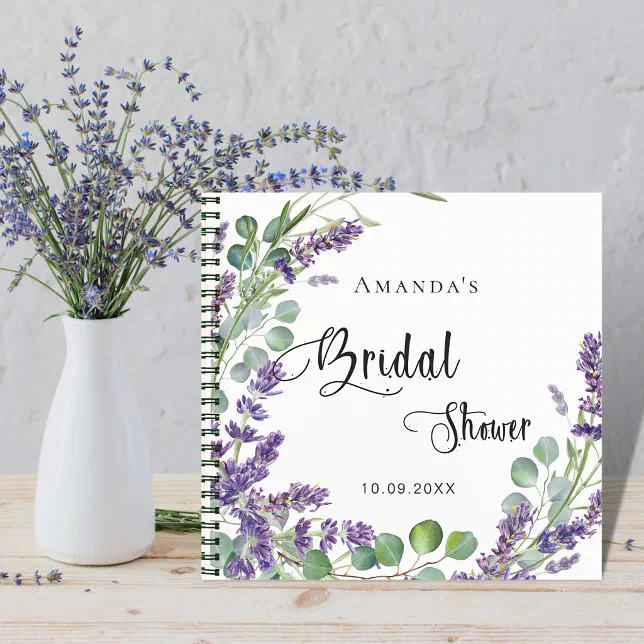 Guest Book Bridal Shower Lavender Eucalyptus Zazzle