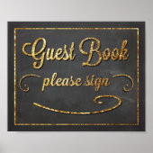 Guest Book Chalkboard and Gold Glitter Sign | Zazzle