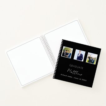 Guest book graduation black white photo name | Zazzle