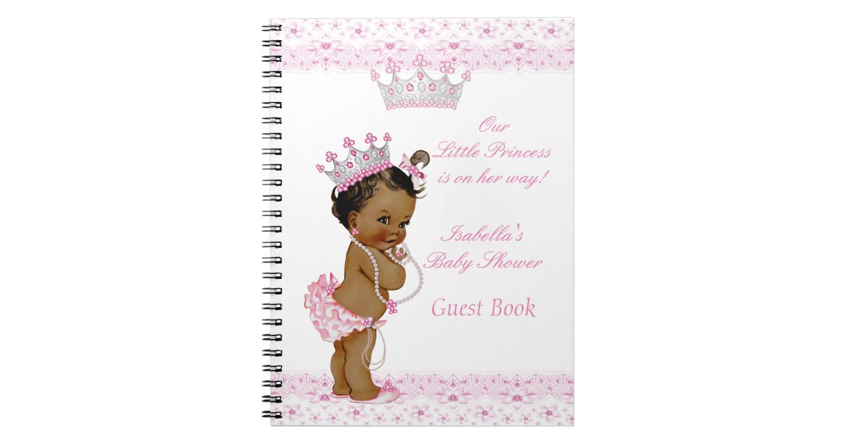 Guest Book Princess Baby Shower Pink White Ethnic | Zazzle