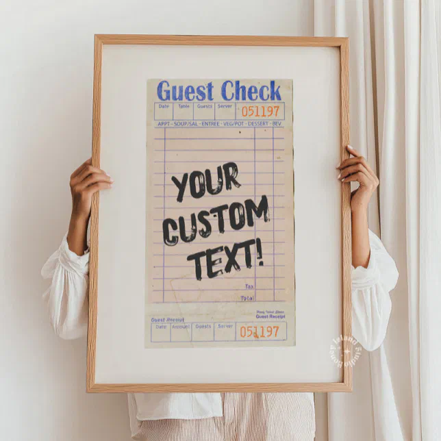 Guest Check Custom Personalized Poster | Zazzle