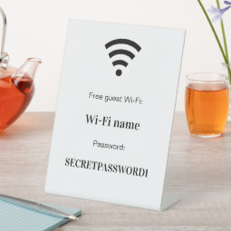 Guest customer wifi network password pedestal sign | Zazzle