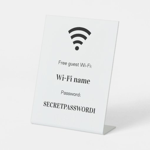 Guest customer wifi network password pedestal sign | Zazzle