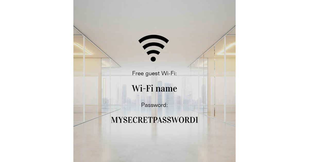 Guest customer wifi network password window cling | Zazzle