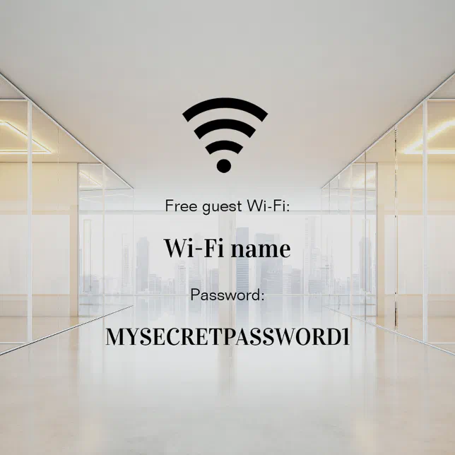 Guest customer wifi network password window cling | Zazzle