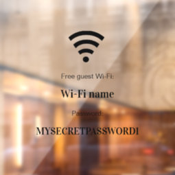 Guest customer wifi network password window cling | Zazzle