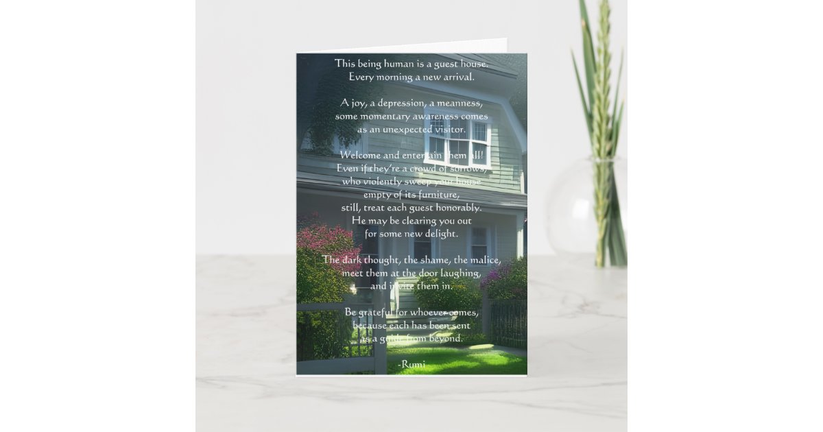 Guest House Rumi Poem Greeting Card | Zazzle