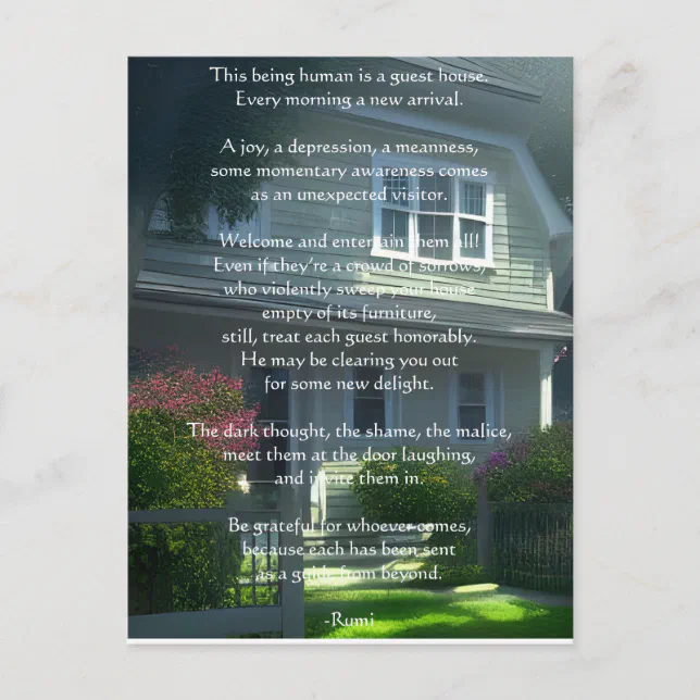 Guest House Rumi Poem Postcard | Zazzle