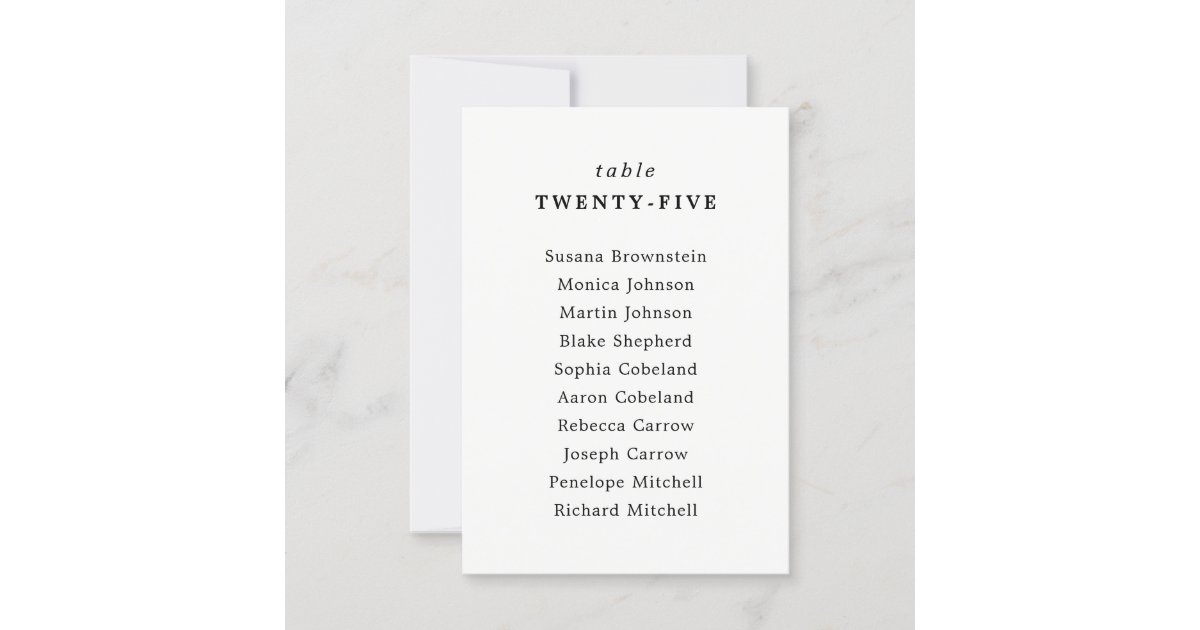 Guest Names by Table Number | Zazzle