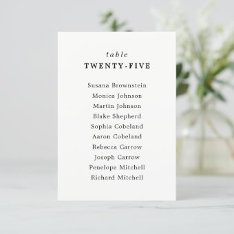Guest Names by Table Number | Zazzle