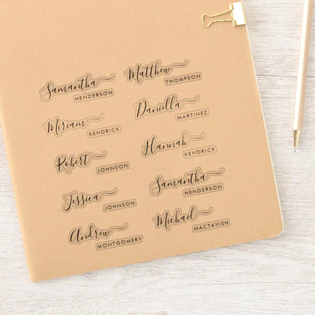 Guest Names Stickers For Place Cards and Favors | Zazzle