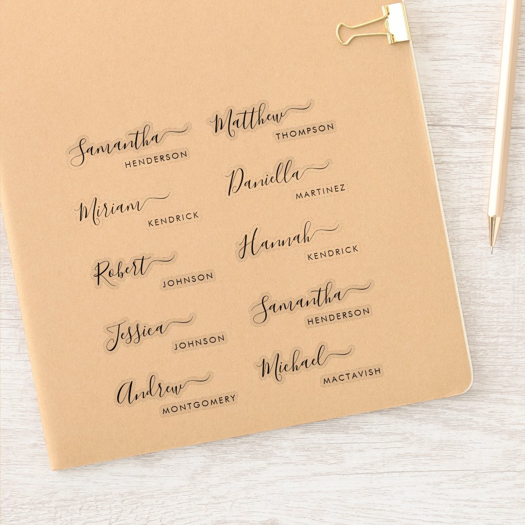 Guest Names Stickers For Place Cards and Favors | Zazzle