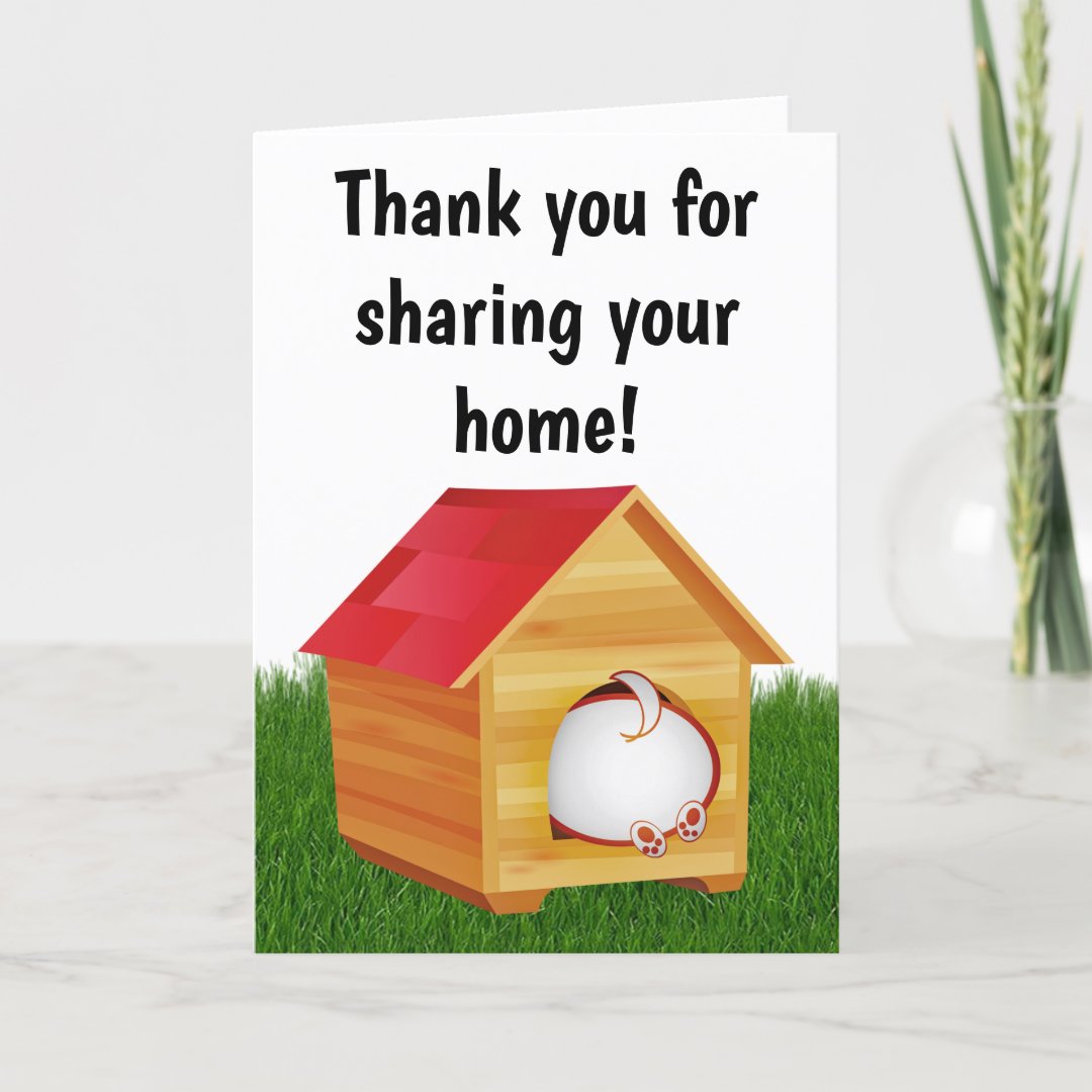 Guest Stay with Dog House Design Thank You Card | Zazzle