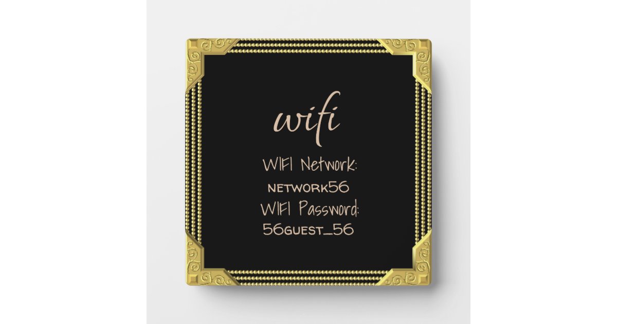 Guest Visitor WIFI information Password Gold Frame | Zazzle