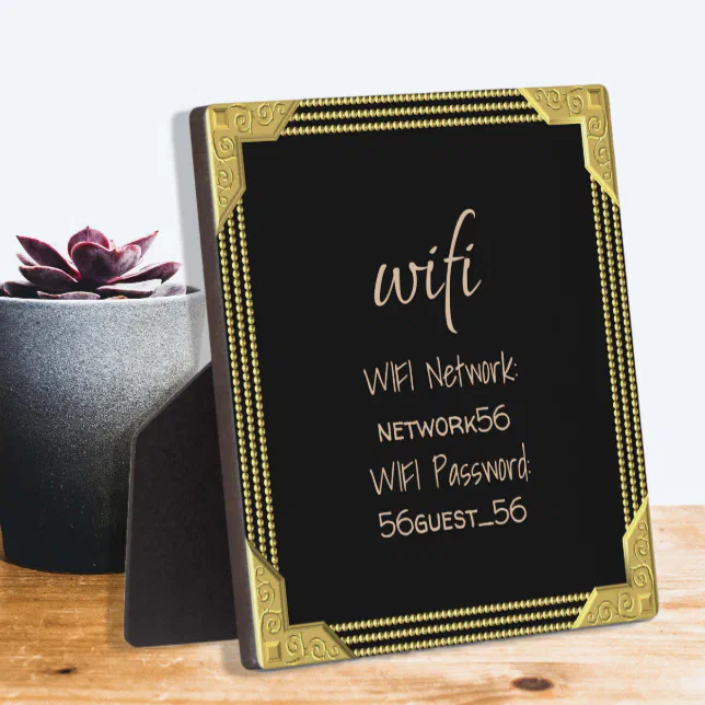 Guest Visitor WIFI information Password Gold Frame | Zazzle Guest Visitor WIFI information Password Gold Frame | Zazzle