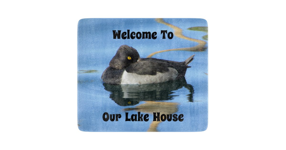 Guest Welcome Black White Duck Photo Lake House Cutting Board | Zazzle