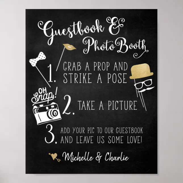 Guestbook Photo Booth Chalkboard Sign | Zazzle