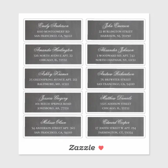 Guests names & address. Chalkboard shipping labels | Zazzle