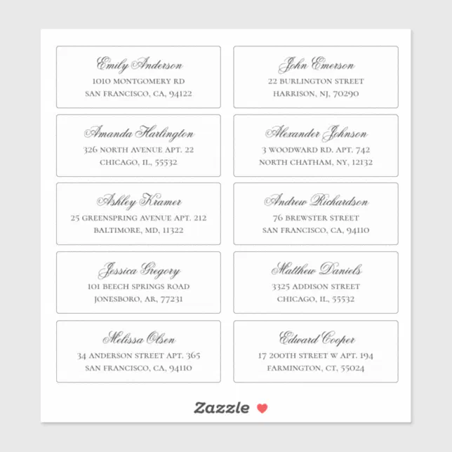 Guests names and address. Wedding shipping labels | Zazzle