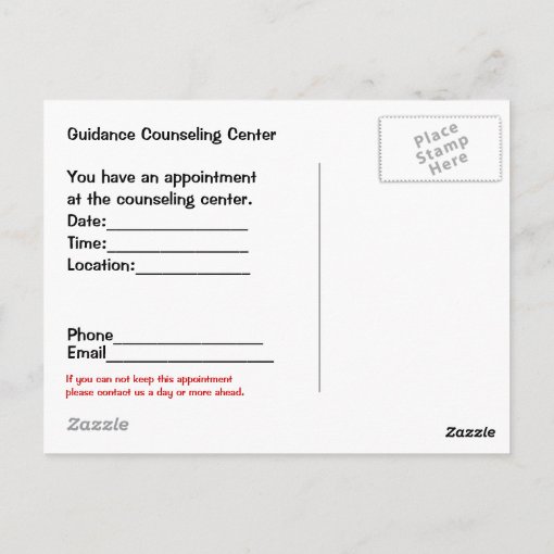 Guidance Counselor Appointment Post Card | Zazzle