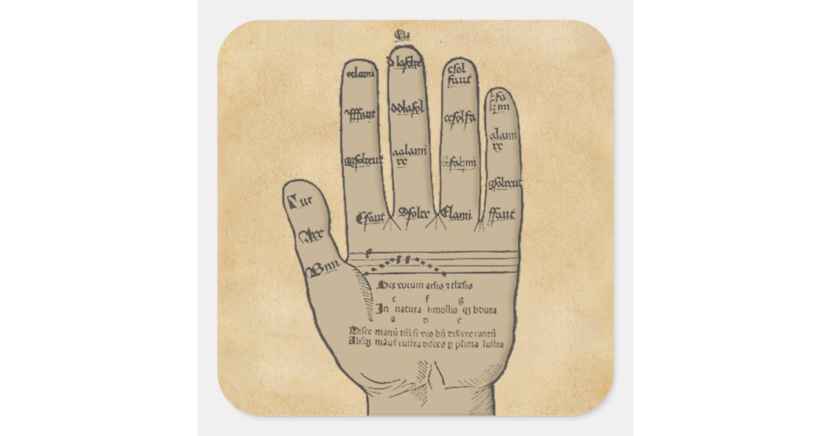 Guidonian Hand, Medieval Music Theory Square Sticker | Zazzle