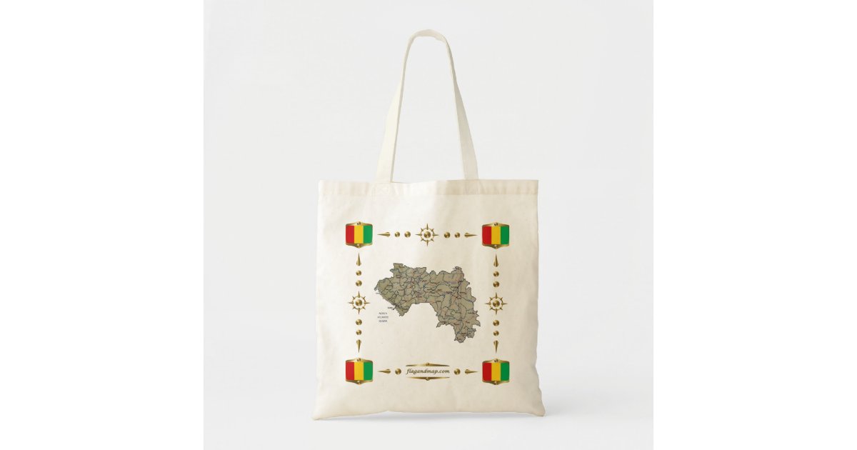 Guinea-Conakry Map + Flags Bag | Zazzle