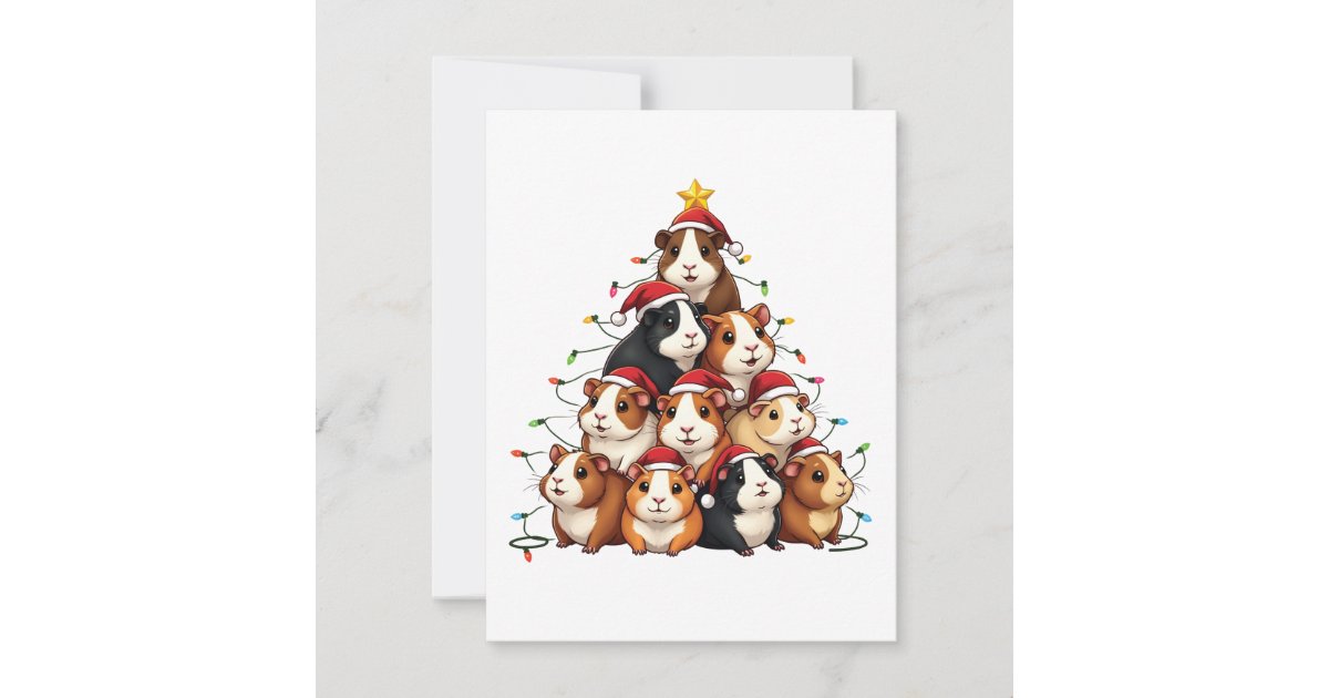 Guinea Pig Christmas Tree Merry Christmas Xmas Holiday Card | Zazzle