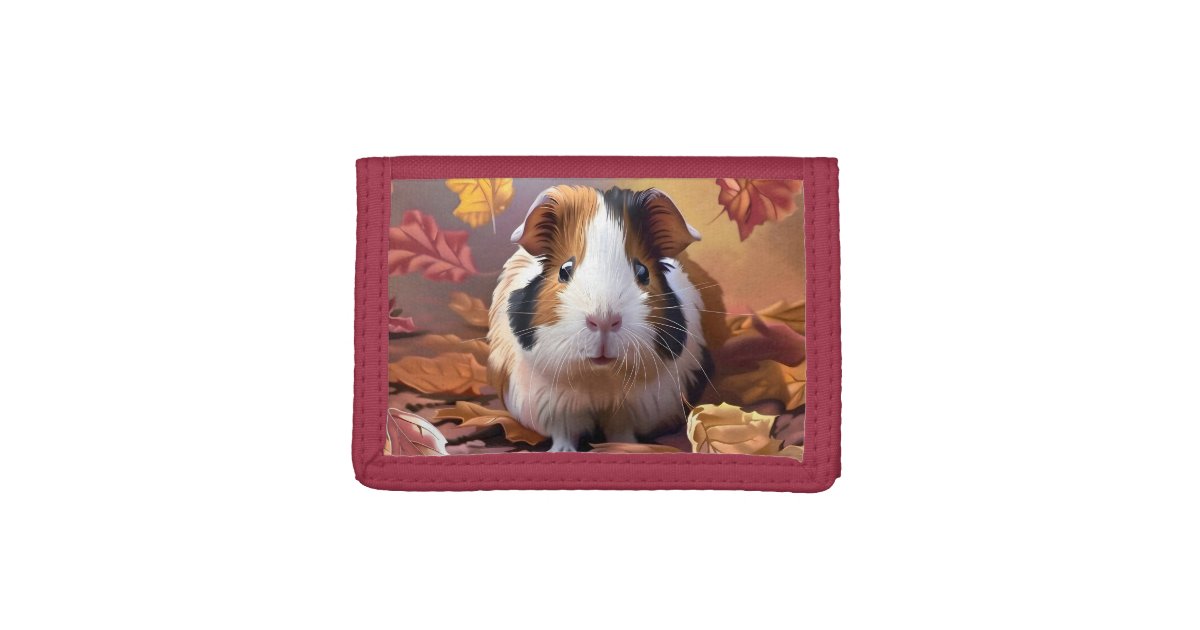 Guinea Pig & Falling Autumn Leaves Trifold Wallet | Zazzle