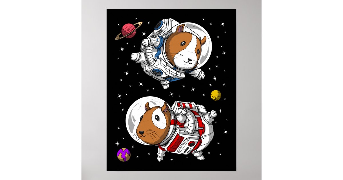 Guinea Pig Space Astronauts Poster | Zazzle