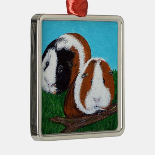 Guinea Pigs Painting Metal Ornament | Zazzle