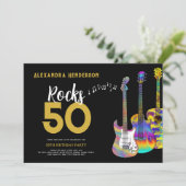 Guitar 50 rocks 50th birthday party invitation | Zazzle