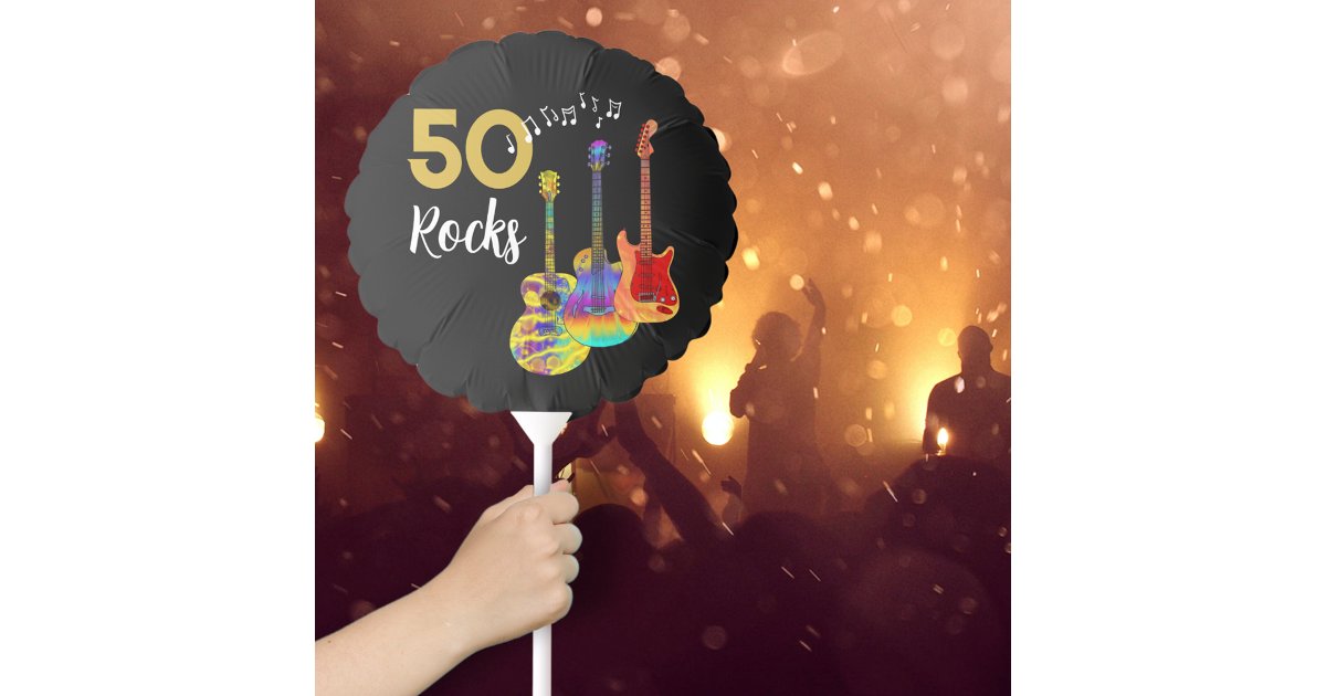 Guitar 50th birthday party 50 rocks balloon | Zazzle