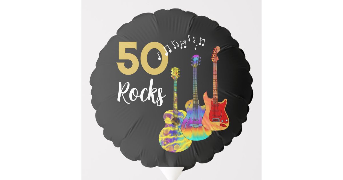 Guitar 50th birthday party 50 rocks balloon | Zazzle