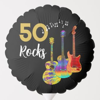 Guitar 50th birthday party 50 rocks balloon | Zazzle