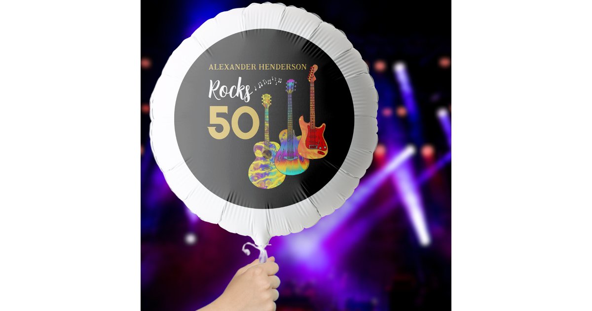 Guitar 50th Birthday Party Personalized Balloon | Zazzle