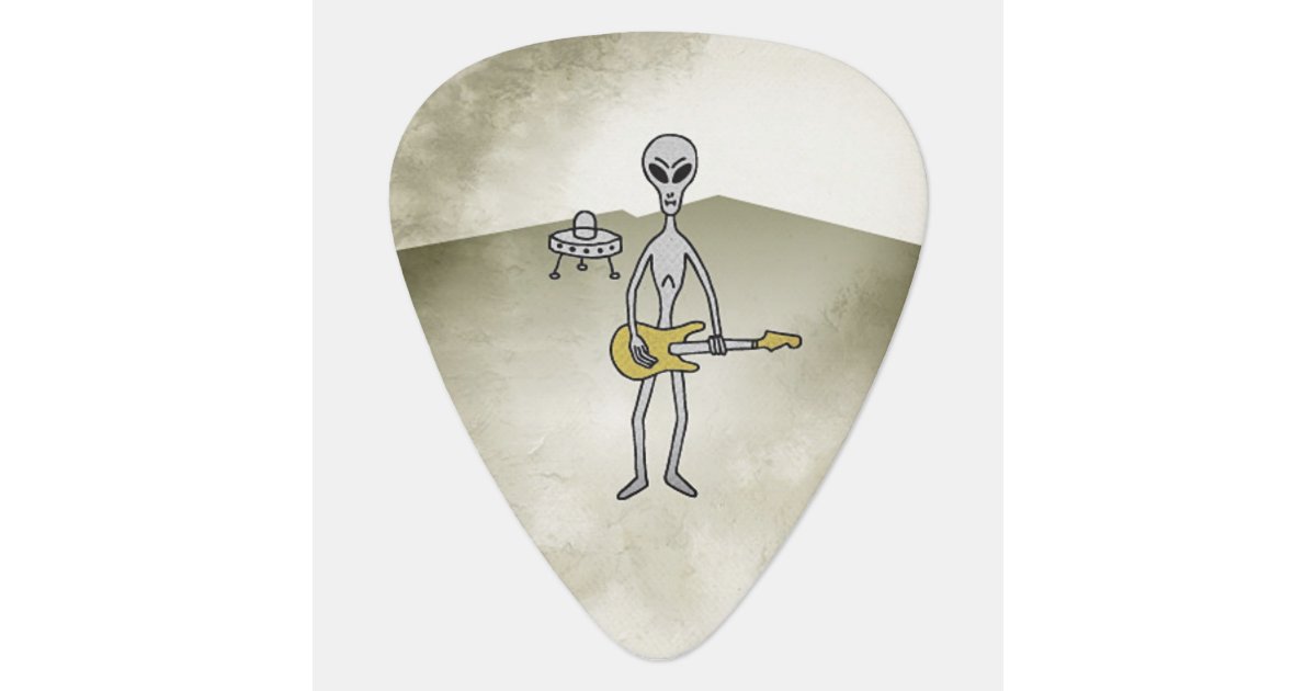 Guitar Alien Retro Guitar Pick Plectrum | Zazzle