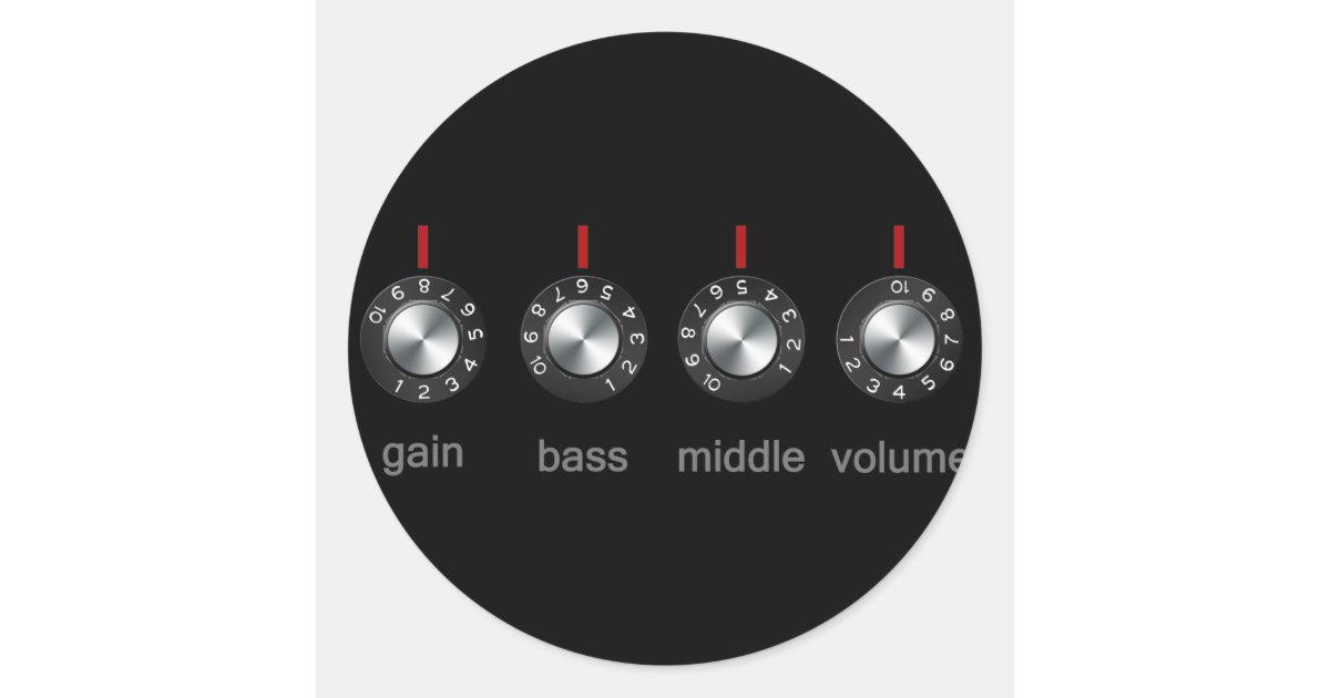Guitar Amp Knobs Classic Round Sticker | Zazzle