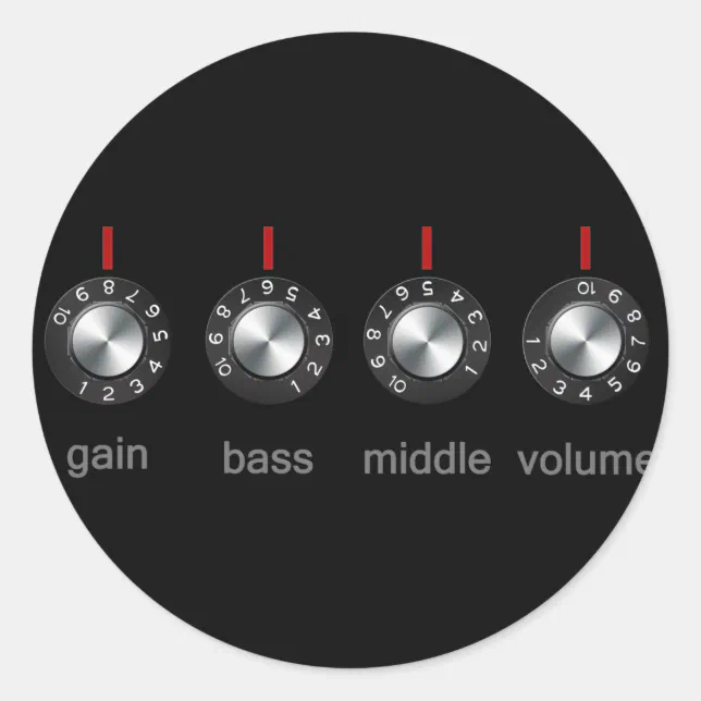 Guitar Amp Knobs Classic Round Sticker | Zazzle