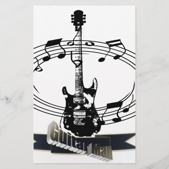 Guitar and Musical Notes Stationery | Zazzle.com