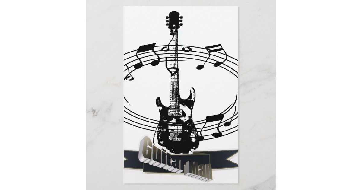 Guitar and Musical Notes Stationery | Zazzle