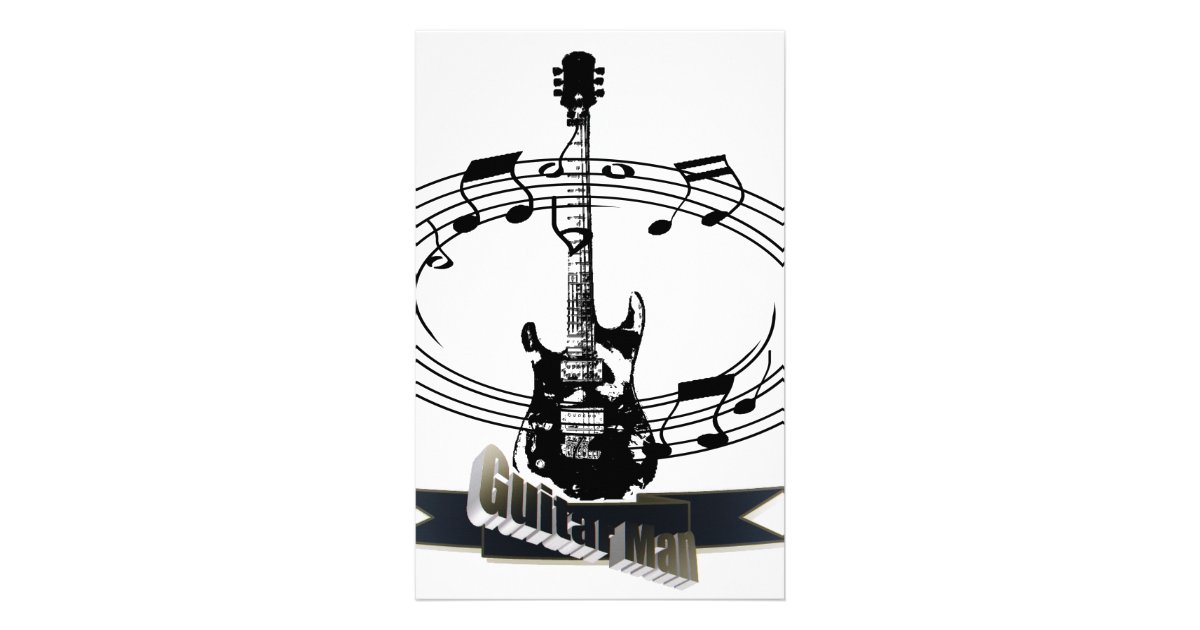 Guitar and Musical Notes Stationery | Zazzle.com