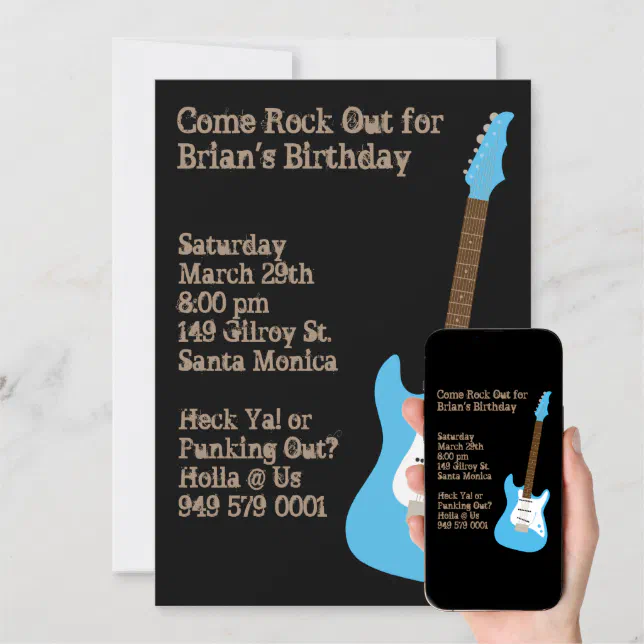 Guitar Birthday Party Invitation | Zazzle