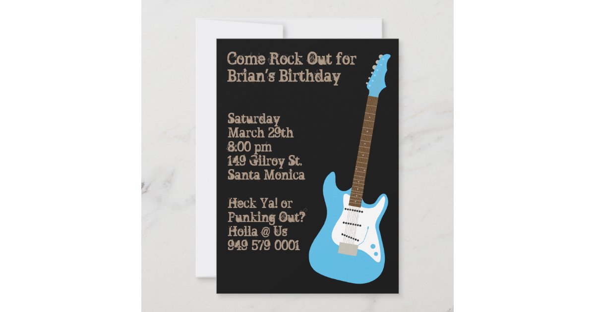 Guitar Birthday Party Invitation | Zazzle