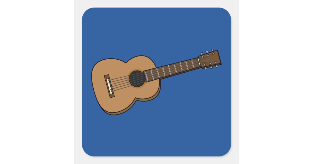 Guitar Cartoon Square Sticker | Zazzle