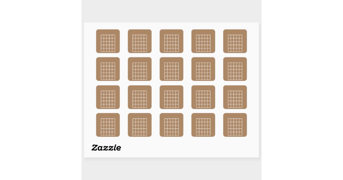 Guitar Chord Chart Template | Light Brown/White Square Sticker | Zazzle
