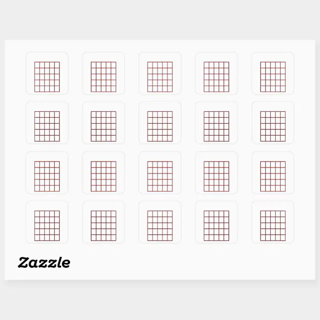 Guitar Chord Chart Template | Red Square Sticker | Zazzle