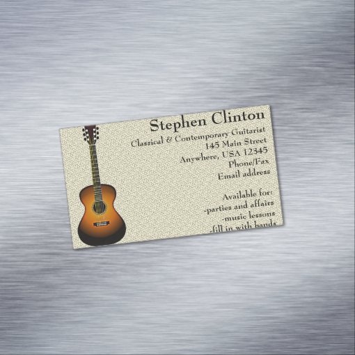 Guitar Design Magnetic Business Card | Zazzle