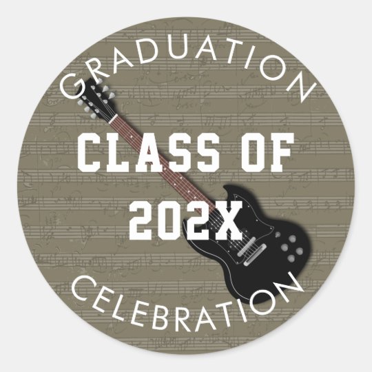 Guitar Graduation Envelope Seal Class of Sticker | Zazzle.com