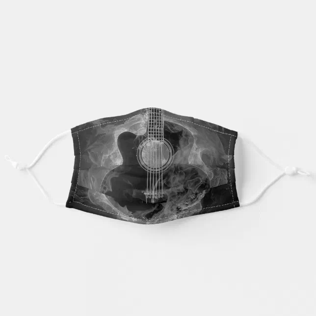 Guitar Gray Black and White Music Adult Cloth Face Mask | Zazzle